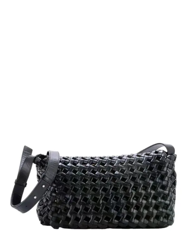Bottega Veneta Window Flap Bag Knotted Intrecciato Leather Crossbody Bag - Black