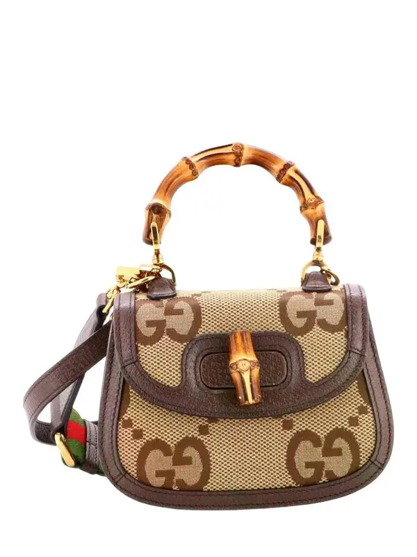 Gucci Bamboo 1947 Jumbo Gg Canvas Mini Crossbody Bag - Brown