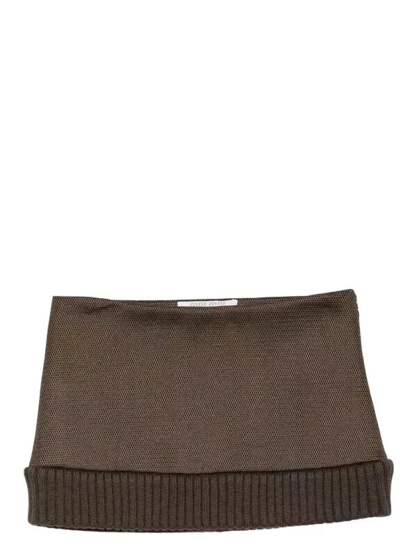 Miu Miu Mesh-knit Mini Skirt - Brown