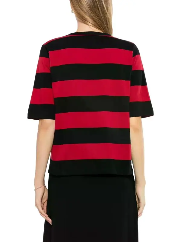 AGNES B. Striped Cotton T-shirt - Red