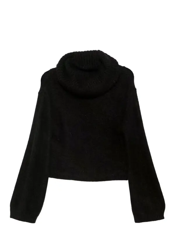 Versace 2000s Mohair Blend Cowl Neck Knit Sweater - Black