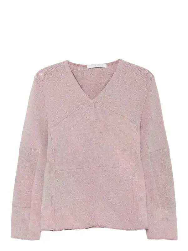 Miu Miu V-neck Paneled Sweater - Pink