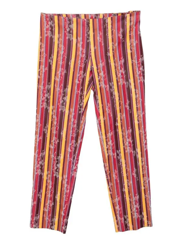 ROMEO GIGLI 1990s Floral Print Striped Trousers - Red