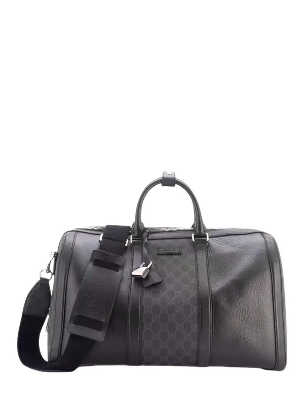 Gucci Gg Coated Canvas And Leather Medium Travel Bag - Black
