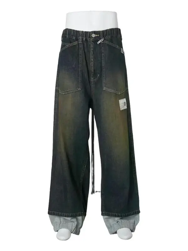 Mihara Yasuhiro Sweat Layered Denim Pants - Blue