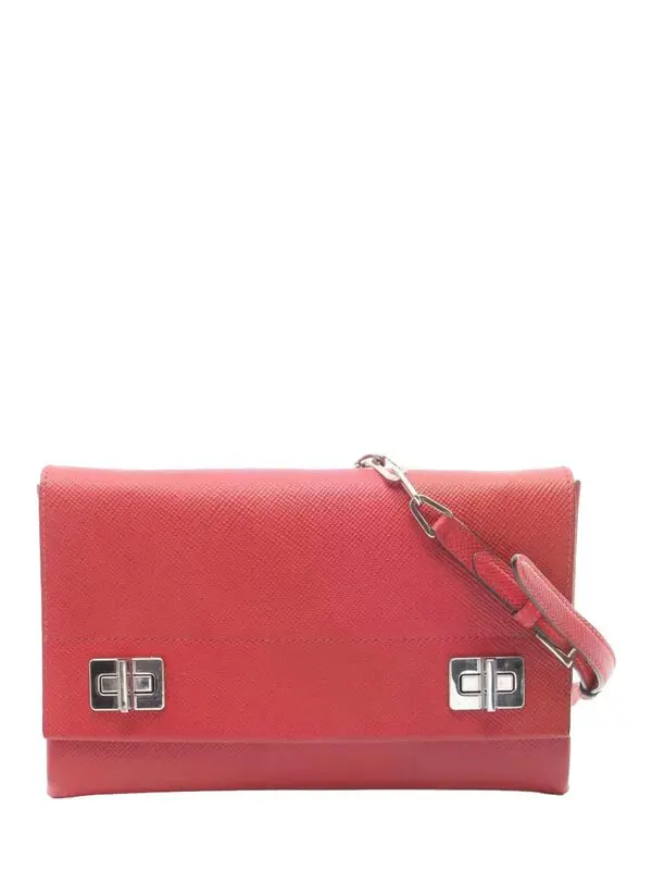 Prada Saffiano Wallet On Strap Crossbody Bag - Red