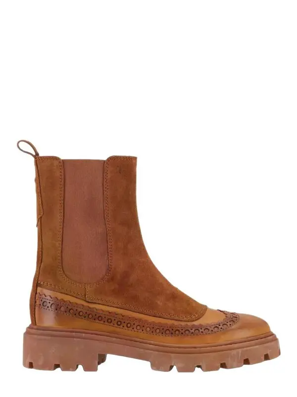 TOD'S Brogue Detail Chelsea Boots - Brown