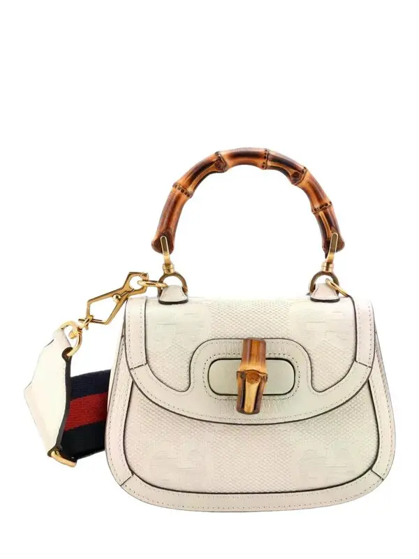 Gucci Bamboo 1947 Jumbo Gg Canvas Mini Crossbody Bag - Neutrals