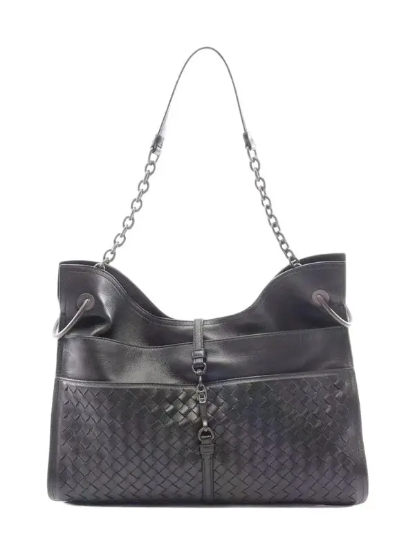 Bottega Veneta 2010s Intrecciato Shoulder Bag - Black
