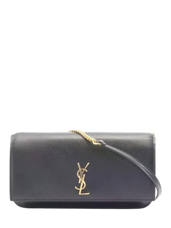 Saint Laurent Cassandre Leather Clutch Bag - Black