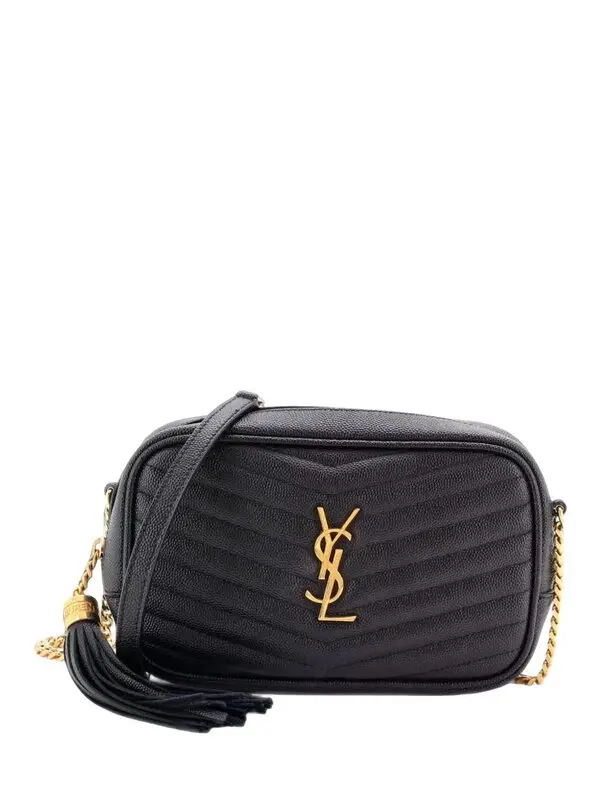 Saint Laurent Lou Camera Bag Matelasse Chevron Leather Mini Crossbody Bag - Black
