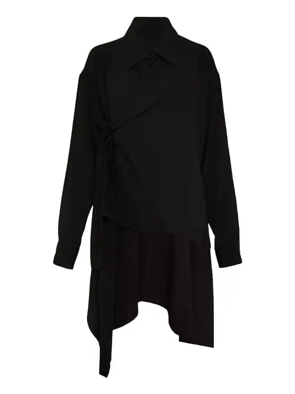 Yohji Yamamoto Asymmetrical Tie Blouse - Black