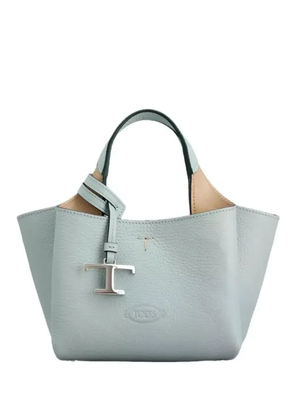 TOD'S Calfskin Leather Micro Bag With T Timeless Detail - Blue