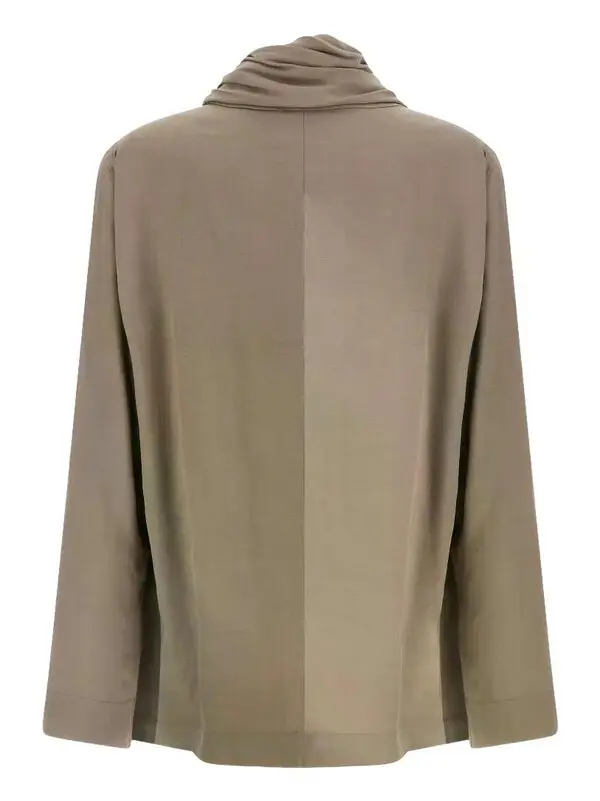 NUDE Draped Asymmetrical Panel Blouse - Brown