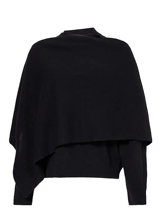DARKPARK Cashmere And Merino Wool Knit Top With Detachable Scarf - Black