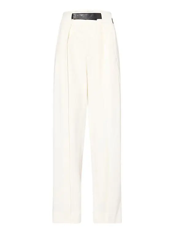 DARKPARK Belted Pleated Woven Trousers - White