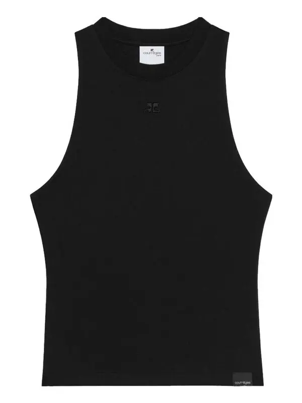 COURREGES Courrèges Fitted Ac Logo Tank Top - Black