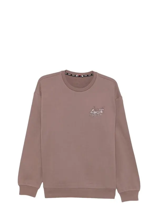 Liu Jo Rhinestone Embellished Drop-shoulder Sweatshirt - Brown