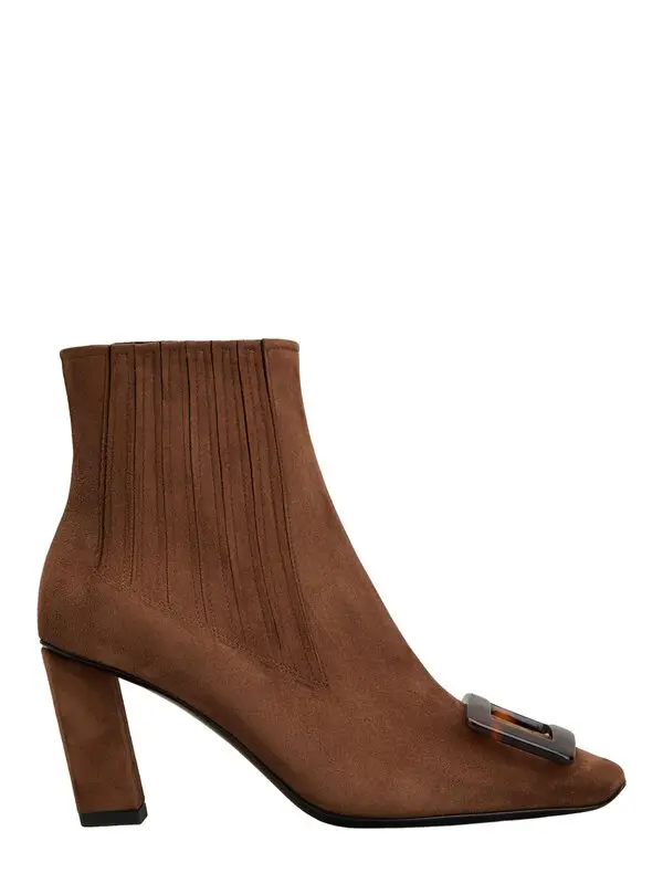 ROGER VIVIER Belle Vivier Chelsea Boots In Suede - Brown