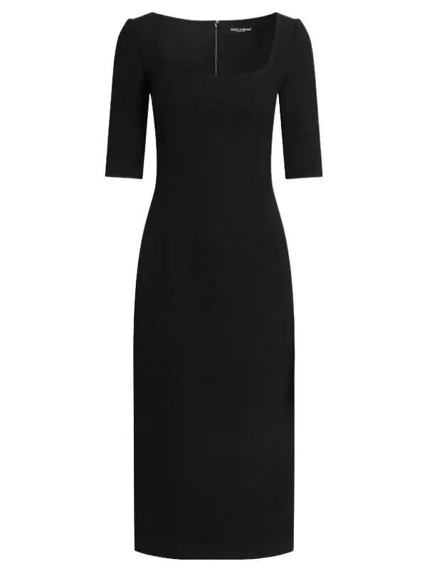 Dolce & Gabbana Double Wool Crêpe Midi Dress - Black