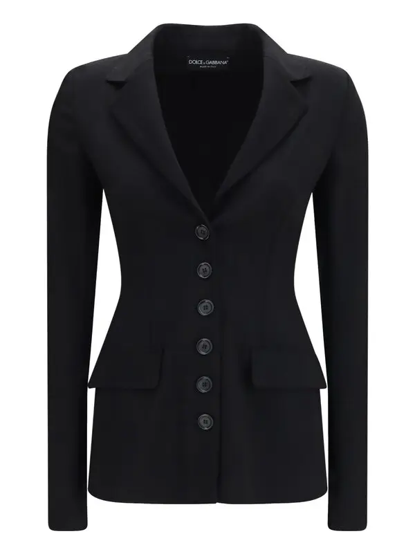 Dolce & Gabbana Single-breasted Stretch Wool Jacket With Notch Lapel - Black