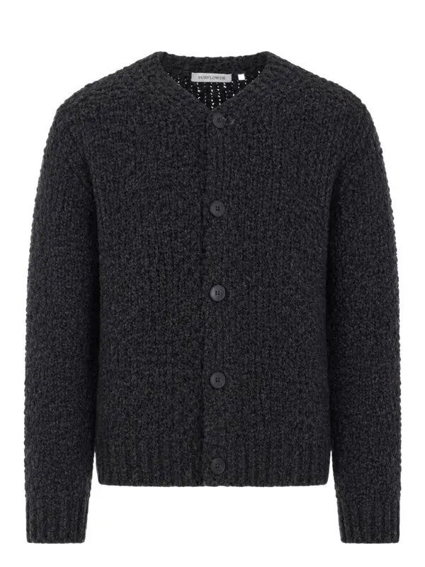 SUNFLOWER Long Sleeve Cardigan With Round Neck - Black