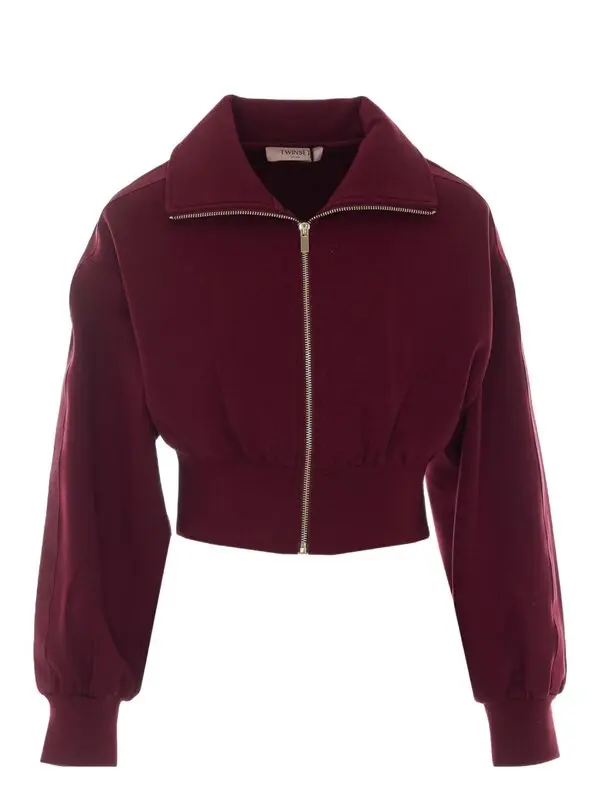 TWINSET Collared Zip-up Knit Jacket - Brown