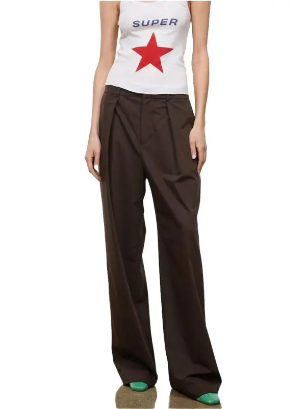 Staud Maysen Wide Leg Tailored Trousers - Earth