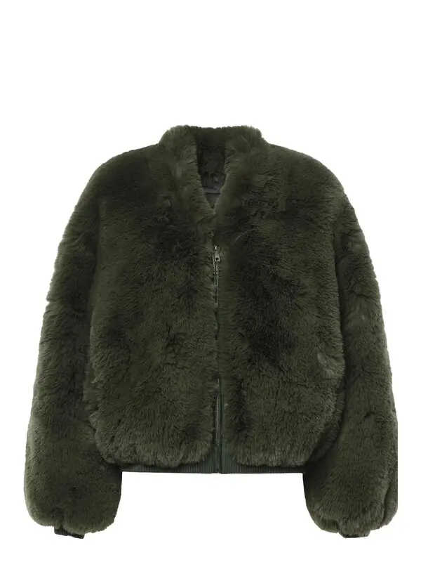THE FRANKIE SHOP Faux Fur Bomber Jacket - Green