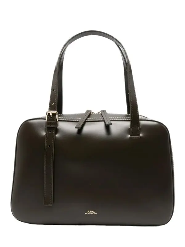 A.p.c. Contrast-stitch Leather Shoulder Bag - Brown