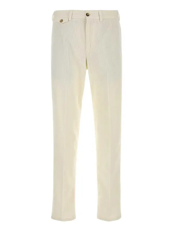 PT TORINO Corduroy Trousers With Belt Loops - Ivory