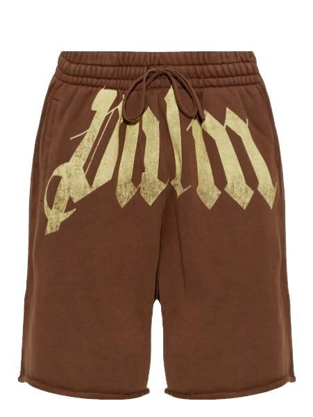 Palm Angels Drawstring Logo Sweatshirt Jersey Shorts - Brown