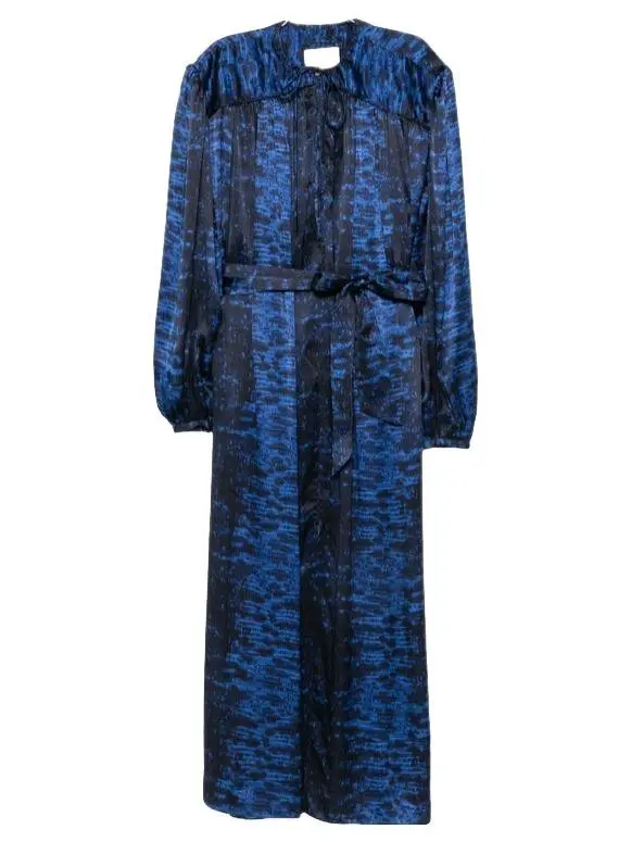 Isabel Marant Étoile Abstract Print Satin Maxi Dress - Blue