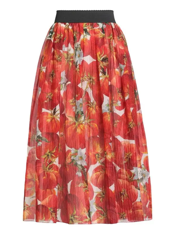 Dolce & Gabbana Printed Midi Skirt - Red
