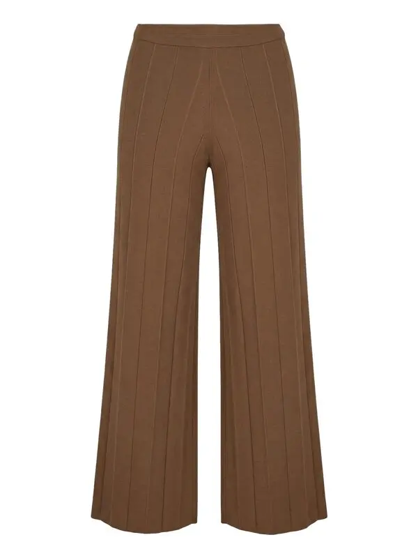 Max Mara Ribbed Knit Wide-leg Trousers - Light Brown