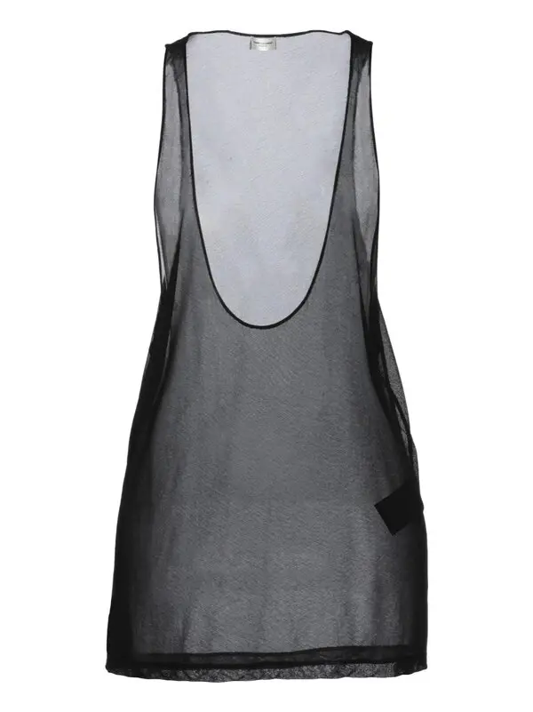 Saint Laurent Sleeveless Top With Deep Neckline - Black
