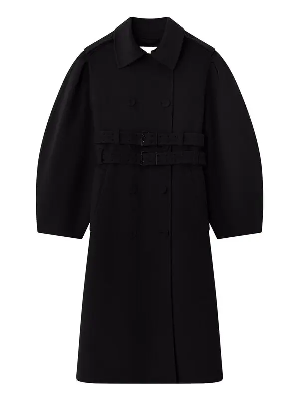 GANNI Quilted Coat With Drawstring Waist - Black