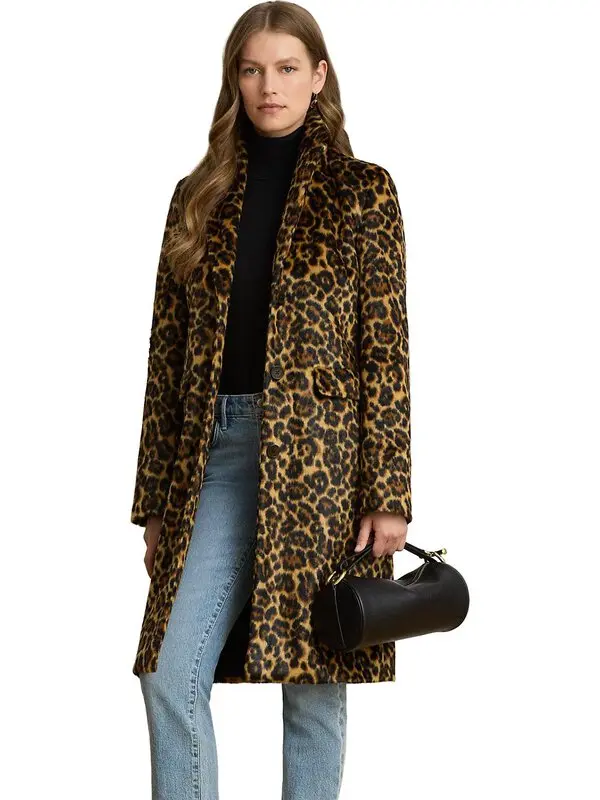 Ralph Lauren Leopard-print Faux Haircalf Coat - Tan Multi