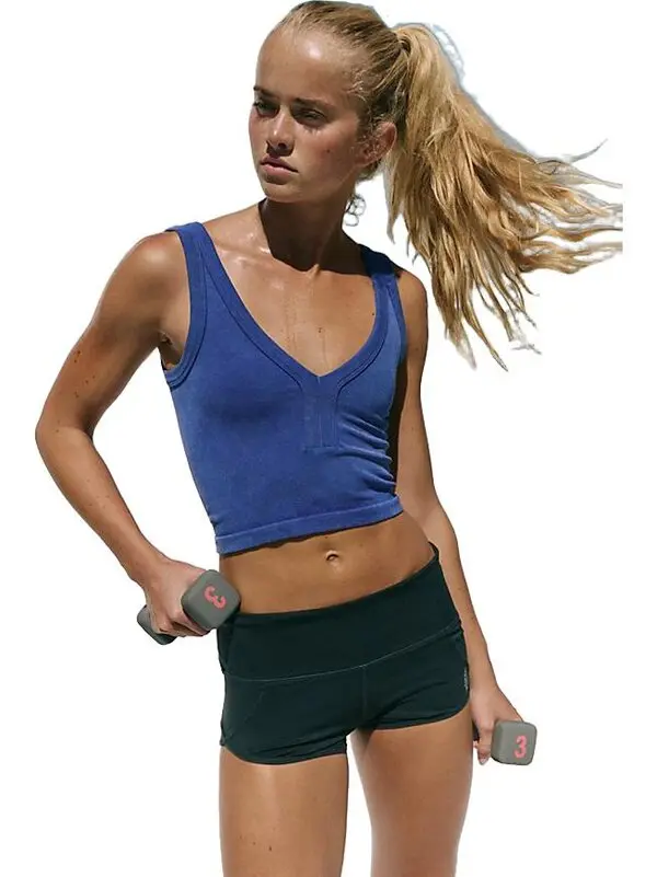 Free People Go To V-neck Cropped Tank - Washed Jam