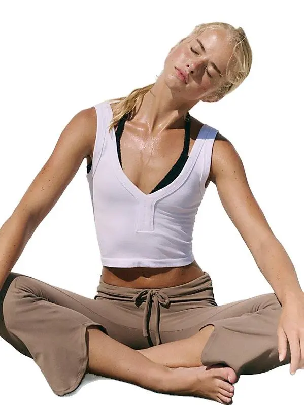 Free People Go To V-neck Cropped Tank - White