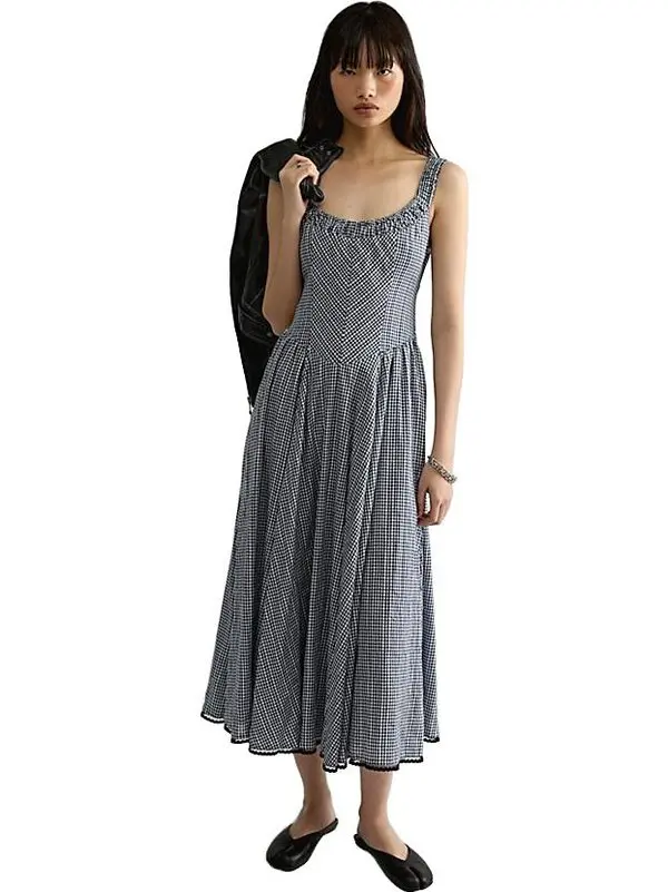 Free People Iris Plaid Midi Dress - Original Combo