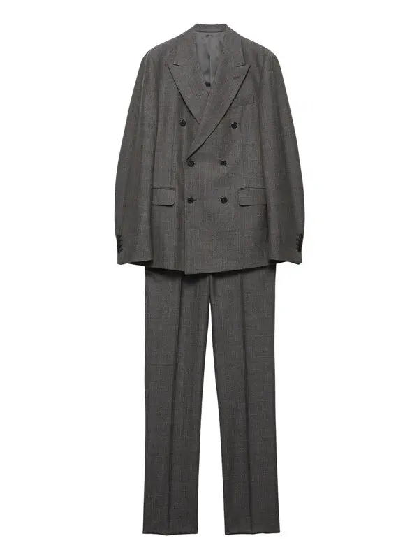 Prada Double-breasted Wool Suit - Brown