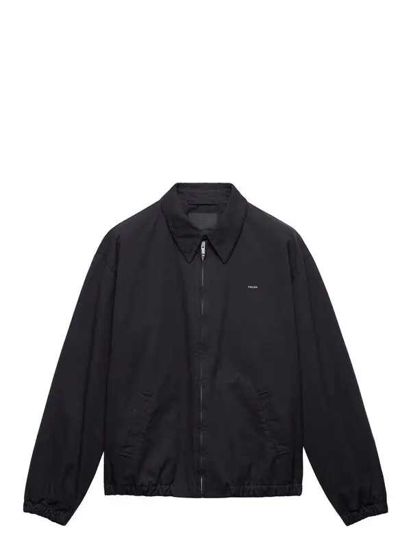 Prada Cotton Jacket With Embroidered Logo - Black