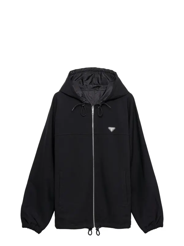 Prada Technical Fleece Hoodie Jacket - Black