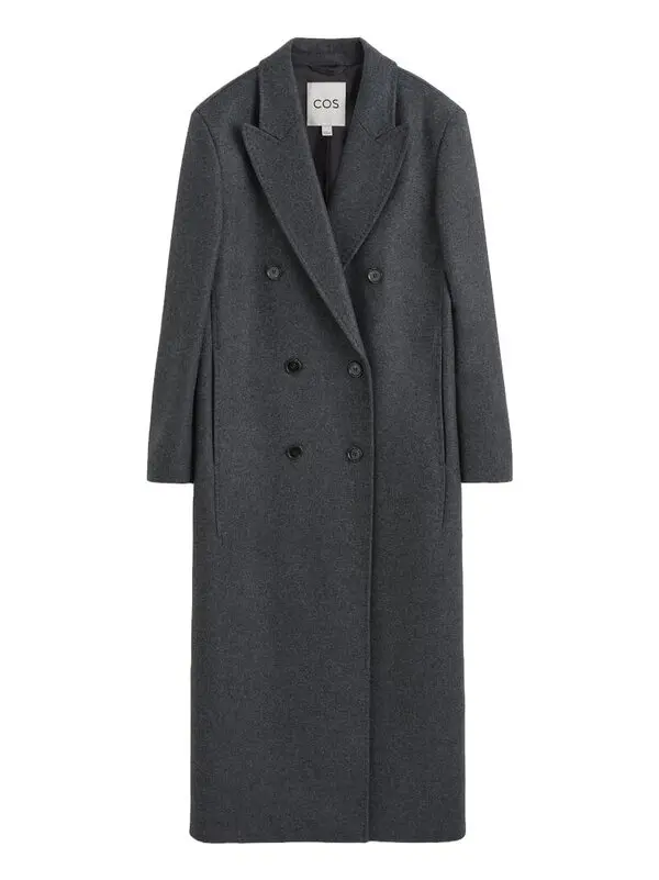Cos Tailored Wool-blend Double-breasted Coat - Gray