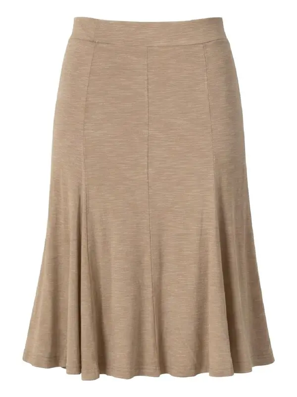 CONQUISTA Flared Midi Skirt With Soft Stretch Finish - Brown