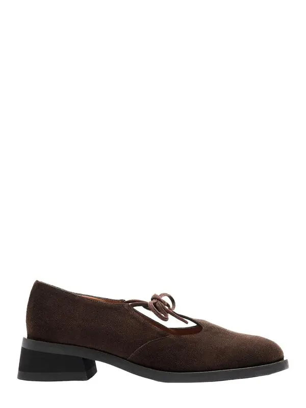 NAGUISA Fidela Dark Suede T-strap Shoe - Brown