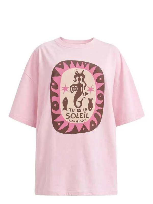 PALM COLLECTIVE Soleil Mermaid Print T-shirt - Pink