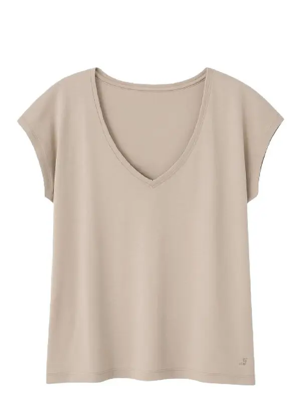 CONQUISTA Essential Dolman Sleeve V-neck T-shirt - Brown