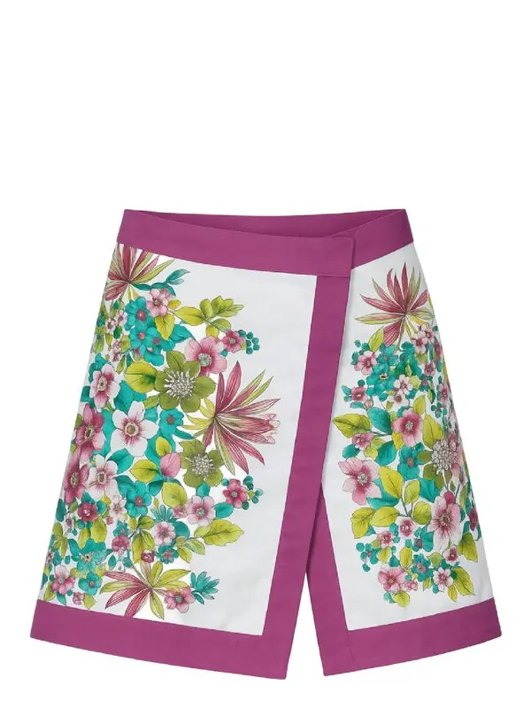 CONQUISTA Floral Panel A-line Skirt - Pink